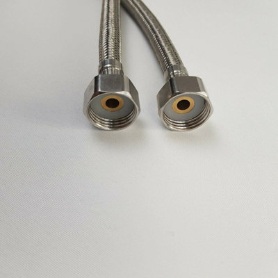 Tap Connectors Pair Of M10 (10mm) x 1/2" BSP 300mm Long Pipe Flexi