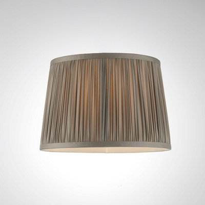 Tapered Cylinder Lamp Shade - Charcoal Grey Silk - 60W E27 or B22 GLS ...