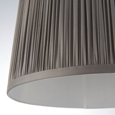 Tapered Cylinder Lamp Shade - Charcoal Grey Silk - 60W E27 or B22 GLS ...