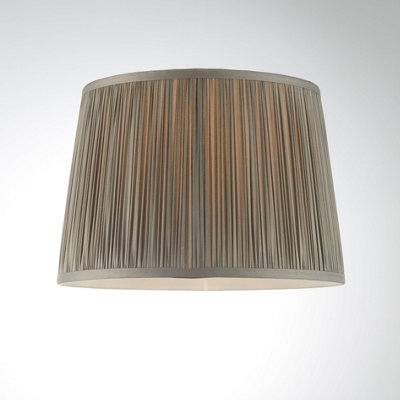Tapered Cylinder Lamp Shade - Charcoal Grey Silk - 60W E27 or B22 GLS ...
