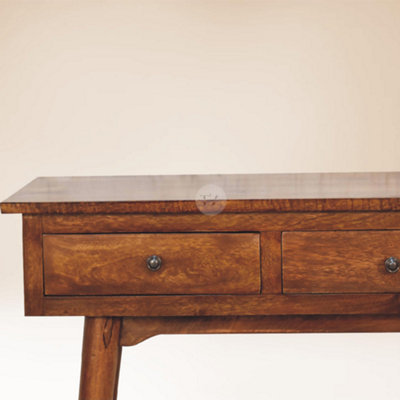 TaPromis Long Rustic Desk Dressing Table Combination with Drawers