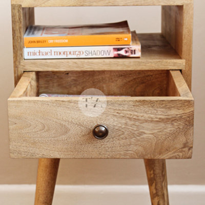 TaPromis Narrow Cube Bedside Table with Small Shelf