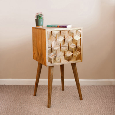 TaPromis Tall Funky Scandinavian Bedside Table with Two Drawers