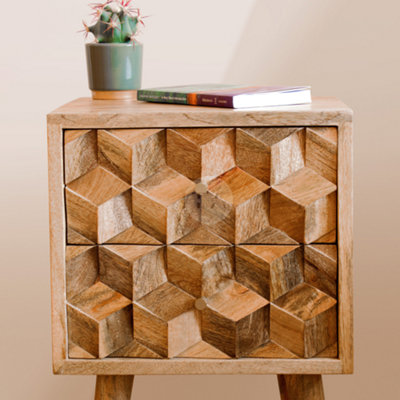 TaPromis Tall Funky Scandinavian Bedside Table with Two Drawers