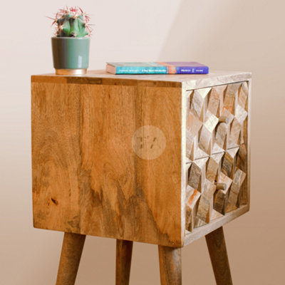 TaPromis Tall Funky Scandinavian Bedside Table with Two Drawers