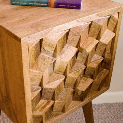 TaPromis Tall Funky Scandinavian Bedside Table with Two Drawers