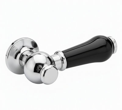 Taps2Traps Tradiitonal Black Ceramic Cistern Lever with Chrome Details ...