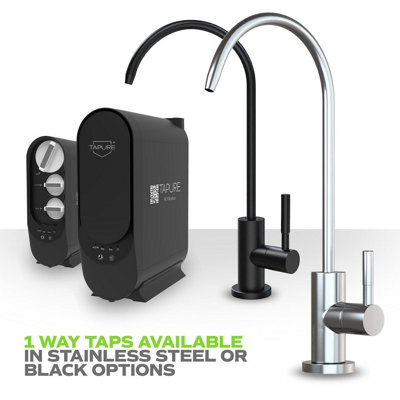 Tapure Durable & Modern Black 1-Way Tap Purifier, Alkaline Antioxidant Water Filter