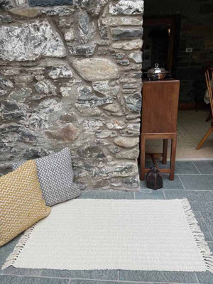 TARKARLI Rug Textured and Hand Woven - Cotton - L60 x W90 - Natural
