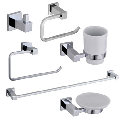 Tate Chrome 6-Piece Bathroom Accessory Set | DIY at B&Q
