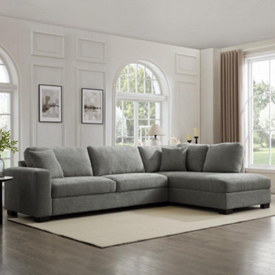 Tate Right-Hand Facing Corner Sofa, Grey Chenille
