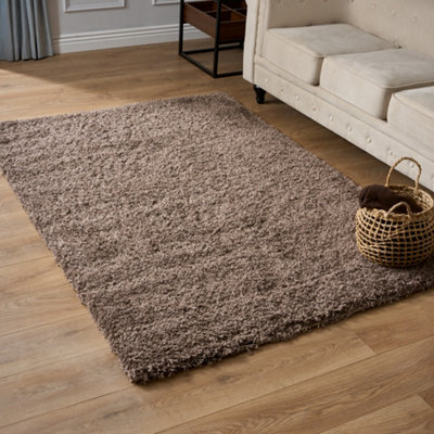 Taupe Thick Shaggy Rug - California - 60x110cm (2'x3'7")