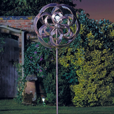 Taurus Garden Wind Spinner with Solar Powered Crackle Globe - Outdoor ...