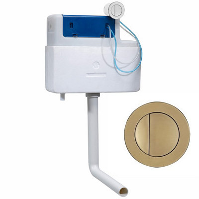 Tavistock Vortex Concealed Cistern with Round Brushed Brass Button Pack ...