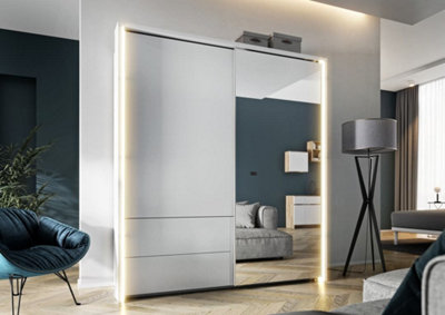 White wardrobe with led lights store