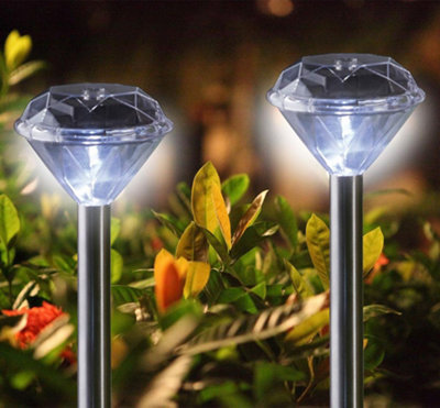 Taylor & Brown 10 Pack Stainless Steel Solar Diamond Stake Lights LED ...