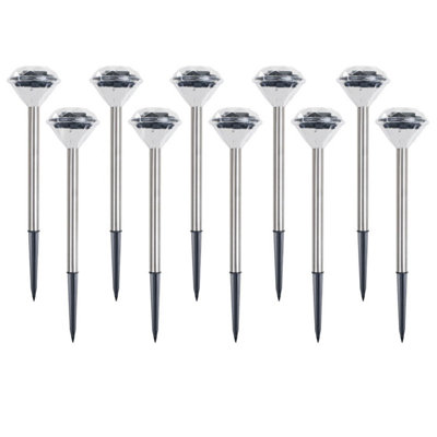 Taylor & Brown 10 Pack Stainless Steel Solar Diamond Stake Lights LED ...