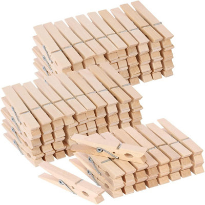 Taylor & Brown 100 Strong Wooden Clothes Pegs 7.2cm for Washing Lines ...