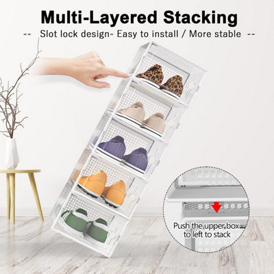 Taylor & Brown 12 Pack Clear Stackable Shoe Storage Boxes, Hard Plastic ...