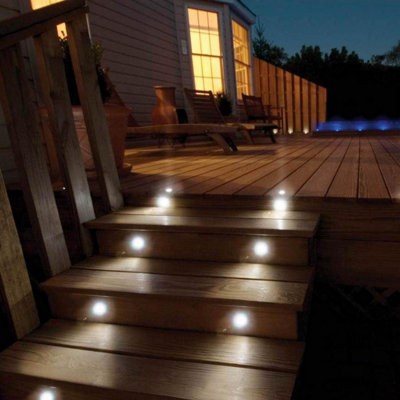 Taylor & Brown 12 Pack Solar Powered Decking Lights Outdoor Garden Stainless Steel Ground Lights ...