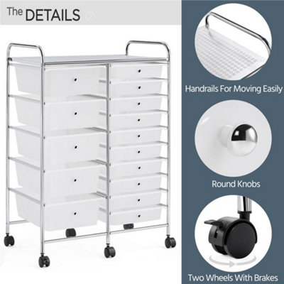 Taylor & Brown 15-Drawer Mobile Rolling Storage Trolley - Organiser on ...