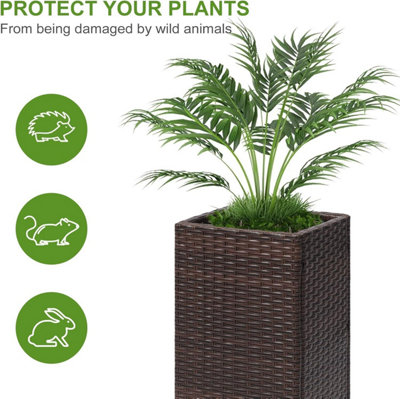 Taylor & Brown 2 Pack Tall Rattan Planters, Removable Liner, Large ...