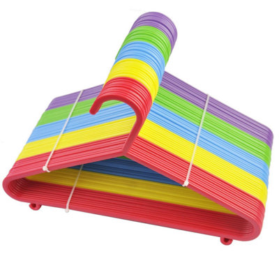 Taylor & Brown 20x Multi Colour Plastic Kids Coat Hangers Durable Baby ...
