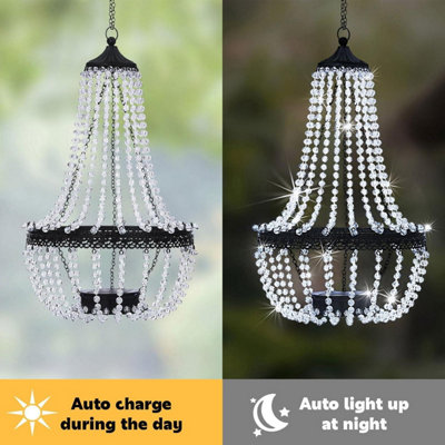 Taylor & Brown 28" Solar Acrylic Crystal Chandelier Light with 30 Cool ...