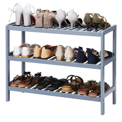Taylor & Brown 3-Tier Grey Bamboo Shoe Rack, Large Capacity for 12 ...