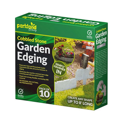 Taylor & Brown 30 Pack Grey Cobbled Stone Effect Plastic Garden Lawn ...