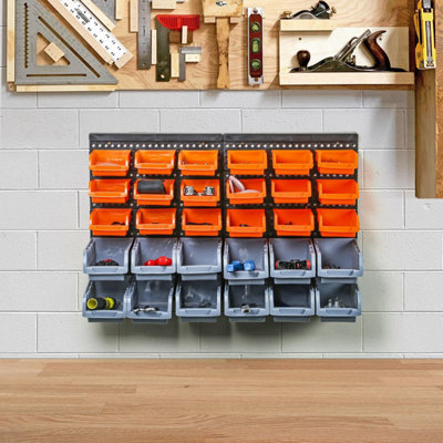 Taylor & Brown 30pc Wall Mounted Storage Bins & Backboards Tool ...