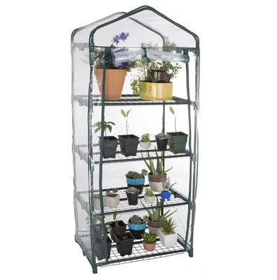 Taylor & Brown 4 Tier Greenhouse with Shelves, Weatherproof PVC Cover ...