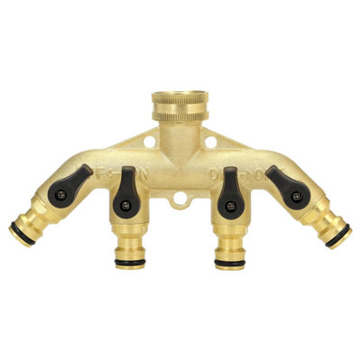 Taylor & Brown 4 Way Brass Garden Hose Splitter, Outdoor Tap Connector ...
