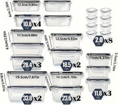 Taylor & Brown 48-Pack Plastic Airtight Food Storage Containers with ...