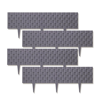 Taylor & Brown 4pc Grey Garden Fencing Set, Faux Rattan Effect Plastic ...