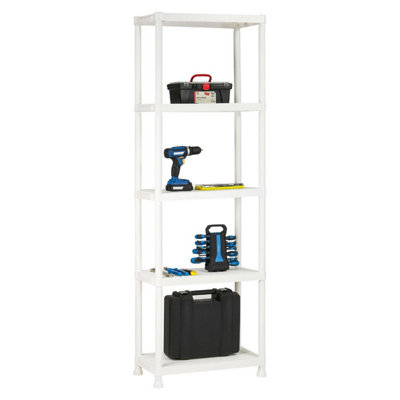 Taylor & Brown 5 Tier Heavy Duty White Plastic Storage Shelving ...