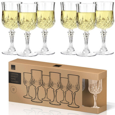 Taylor & Brown 6 Pack Clear Crystal Effect Plastic Glasses - Reusable ...