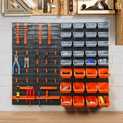 Taylor & Brown 66pc Wall Mounted Tool Storage Organizer with Bins ...