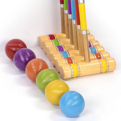 Taylor & Brown 6Player Croquet SetPremium Pine Mallets, Colored Balls ...