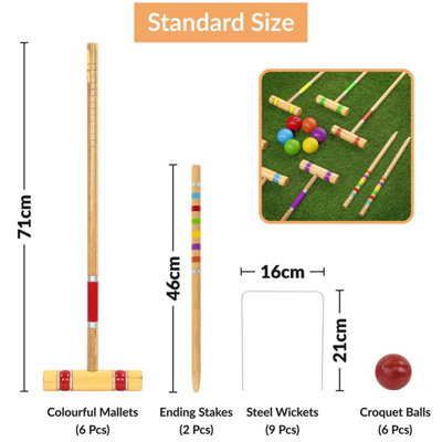 Taylor & Brown 6Player Croquet SetPremium Pine Mallets, Colored Balls ...