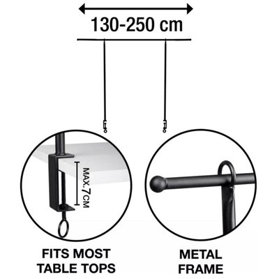 Taylor & Brown Adjustable Over-Table Rod Stand 130-250cm Black Metal ...