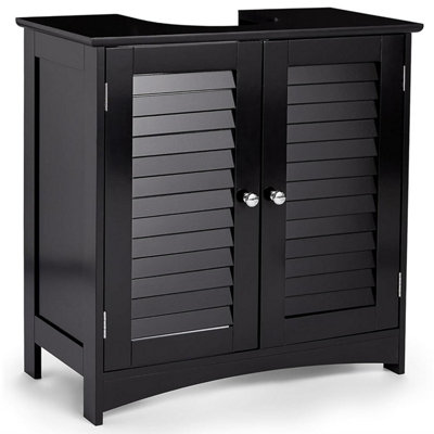 Taylor & Brown Black Bathroom Shutter Door Under Sink Cabinet, Compact ...