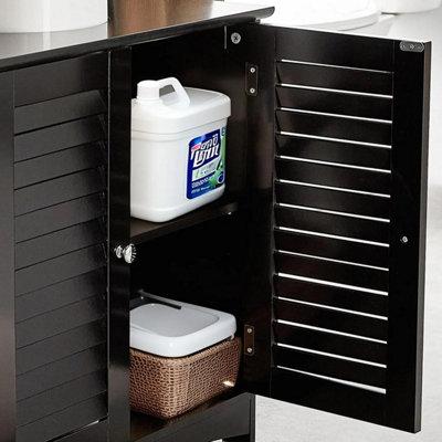 Taylor & Brown Black Bathroom Shutter Door Under Sink Cabinet, Compact ...