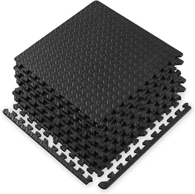 Taylor & Brown Black Interlocking Foam Mats Tiles Gym Play Garage ...