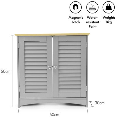 Taylor & Brown Grey Bathroom Shutter Door Under Sink Cabinet, Compact ...