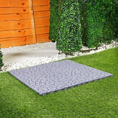 Taylor & Brown Grey Interlocking Path Tiles 4 Pack 28x28cm Outdoor ...