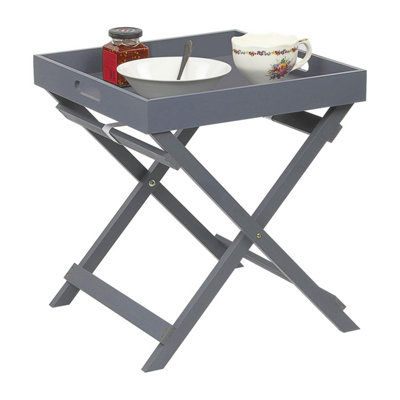 Taylor & Brown Grey Wooden Folding Butler Tray Table Portable Breakfast ...
