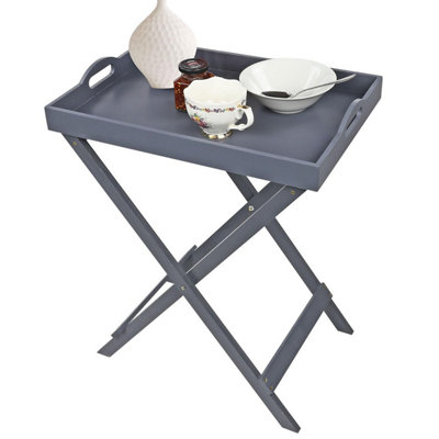 Taylor & Brown Grey Wooden Folding Butler Tray Table Portable Serving ...