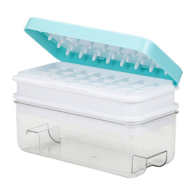 Taylor & Brown Ice Trays with Lid & Bin, 64 Ice Cubes Maker, Easy ...