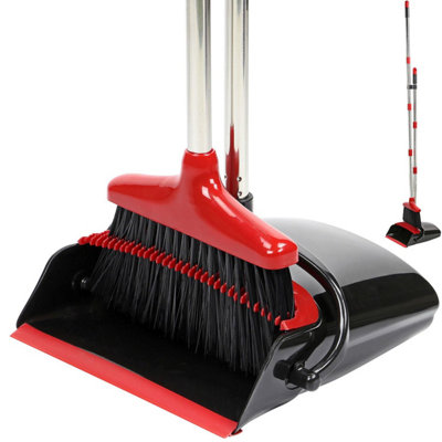 Taylor & Brown Long Handled Dustpan & Brush Set, 130cm Broom Combo for Indoor/Outdoor Cleaning ...